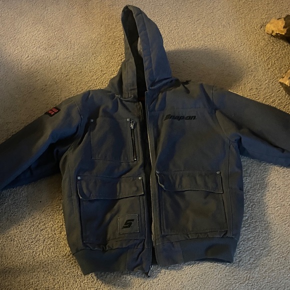 Snap On | Jackets & Coats | Snap On Dark Gray Hooded Puffer Jacket ...